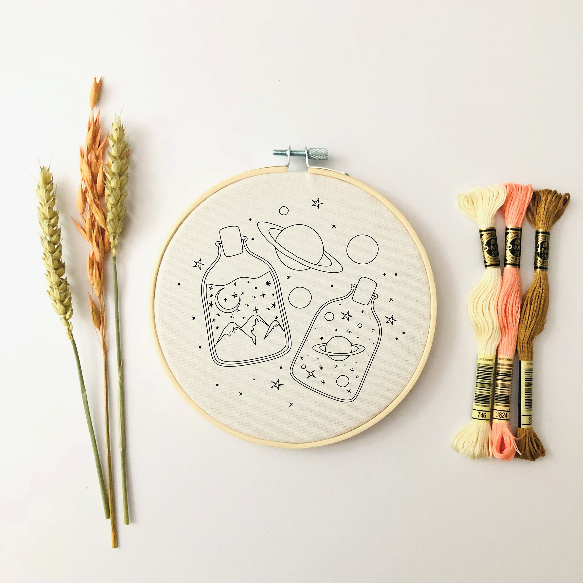 Space Embroidery Pattern, Hand Embroidery Pattern, Beginner Embroidery ...