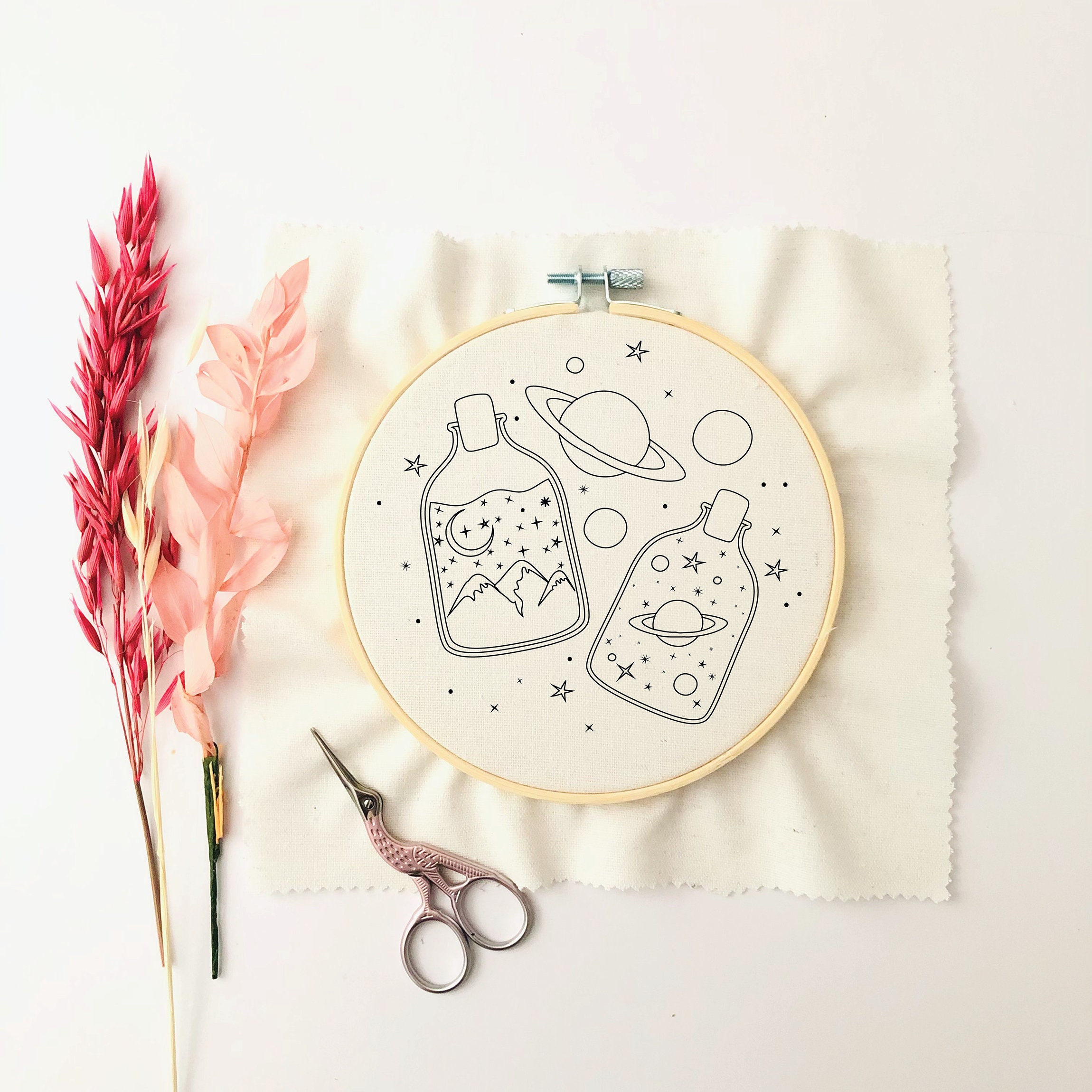 Space Embroidery Pattern, Hand Embroidery Pattern, Beginner Embroidery ...