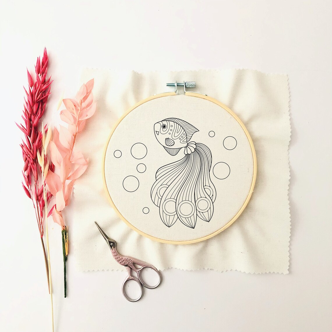 Angel Fish Embroidery Pattern, Hand Embroidery Pattern, Beginner ...