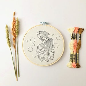 Angel Fish Embroidery Pattern, Hand Embroidery Pattern, Beginner ...