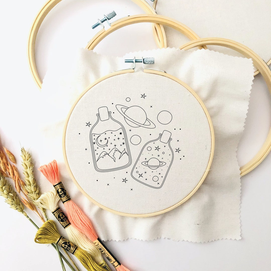 Space Embroidery Pattern, Hand Embroidery Pattern, Beginner Embroidery ...