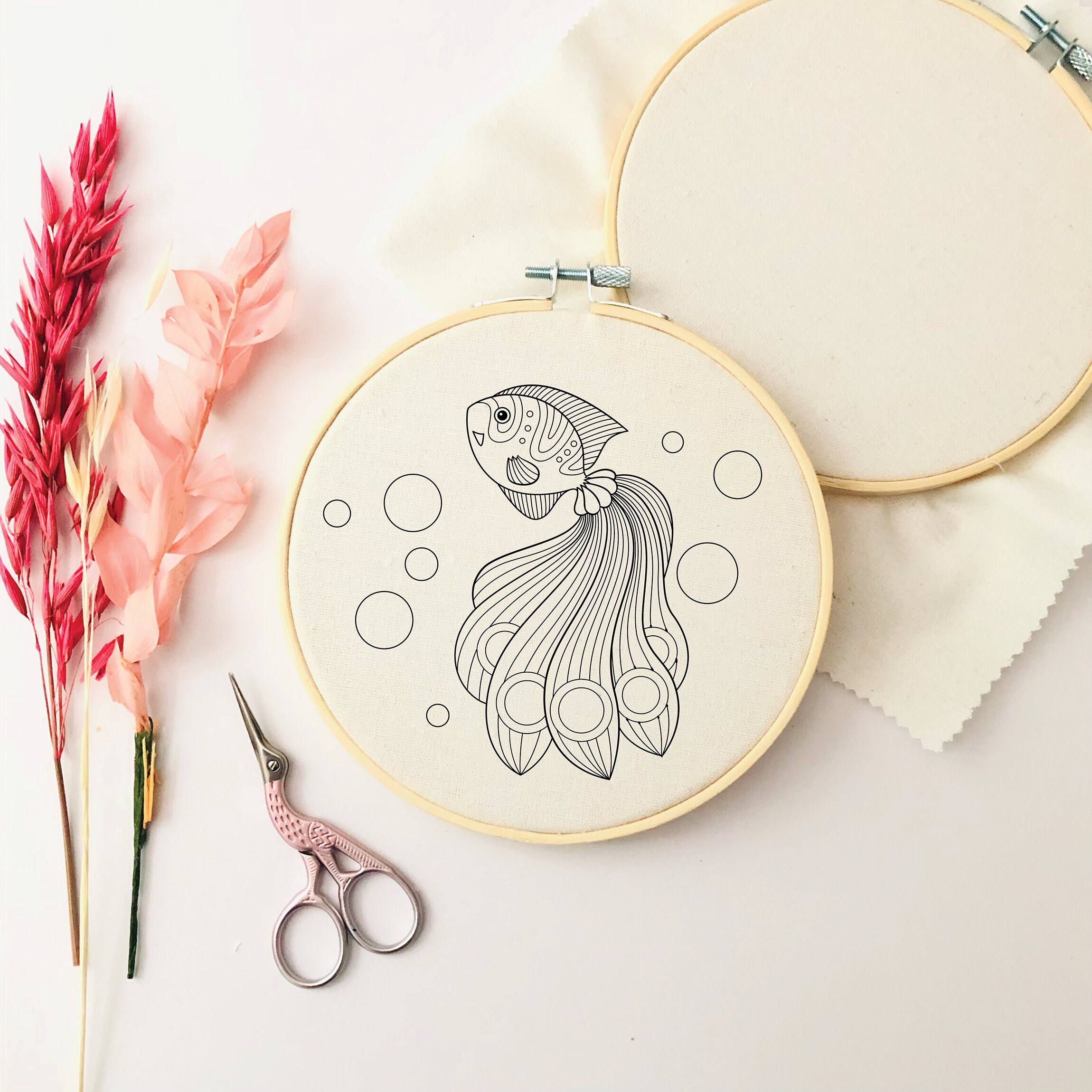Angel Fish Embroidery Pattern, Hand Embroidery Pattern, Beginner ...
