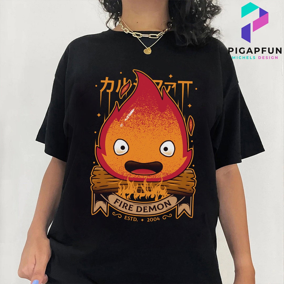 Calcifer Fire Demon Shirt, Howl's Moving Castle Shirt, Calcifer Shirt ...