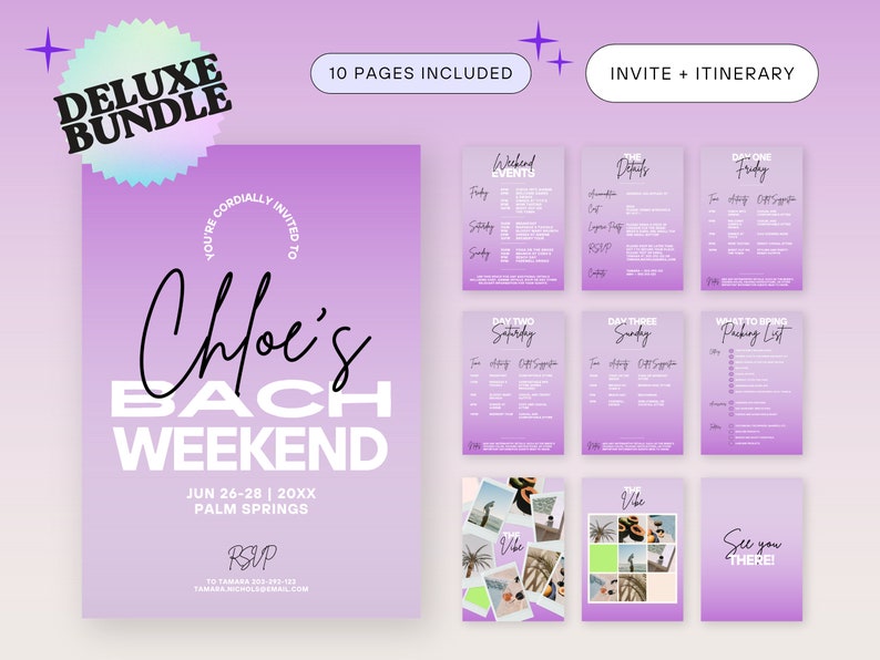 Deluxe Bachelorette Party Weekend Invitation Editable Canva Template ...