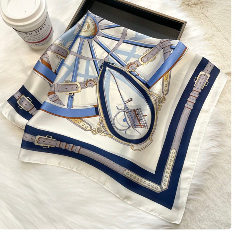 Equestrian Print Luxury Square Scarf - Etsy