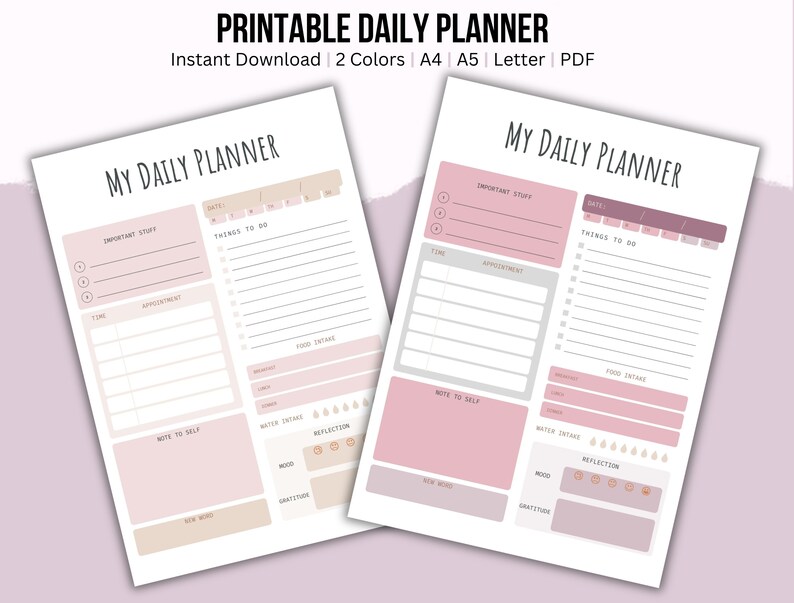 Printable Daily Planner, To-do List Tracker, Activity Journal ...