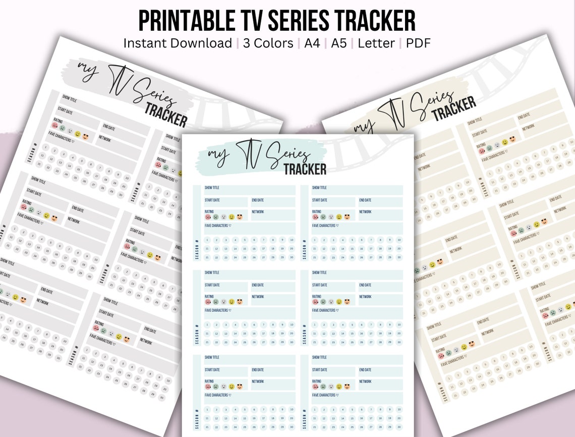 Printable TV Series Tracker | Movie List, Episode Log (digital Download ...