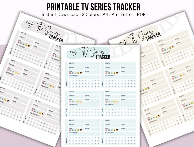 Printable TV Series Tracker | Movie List, Episode Log (digital Download ...