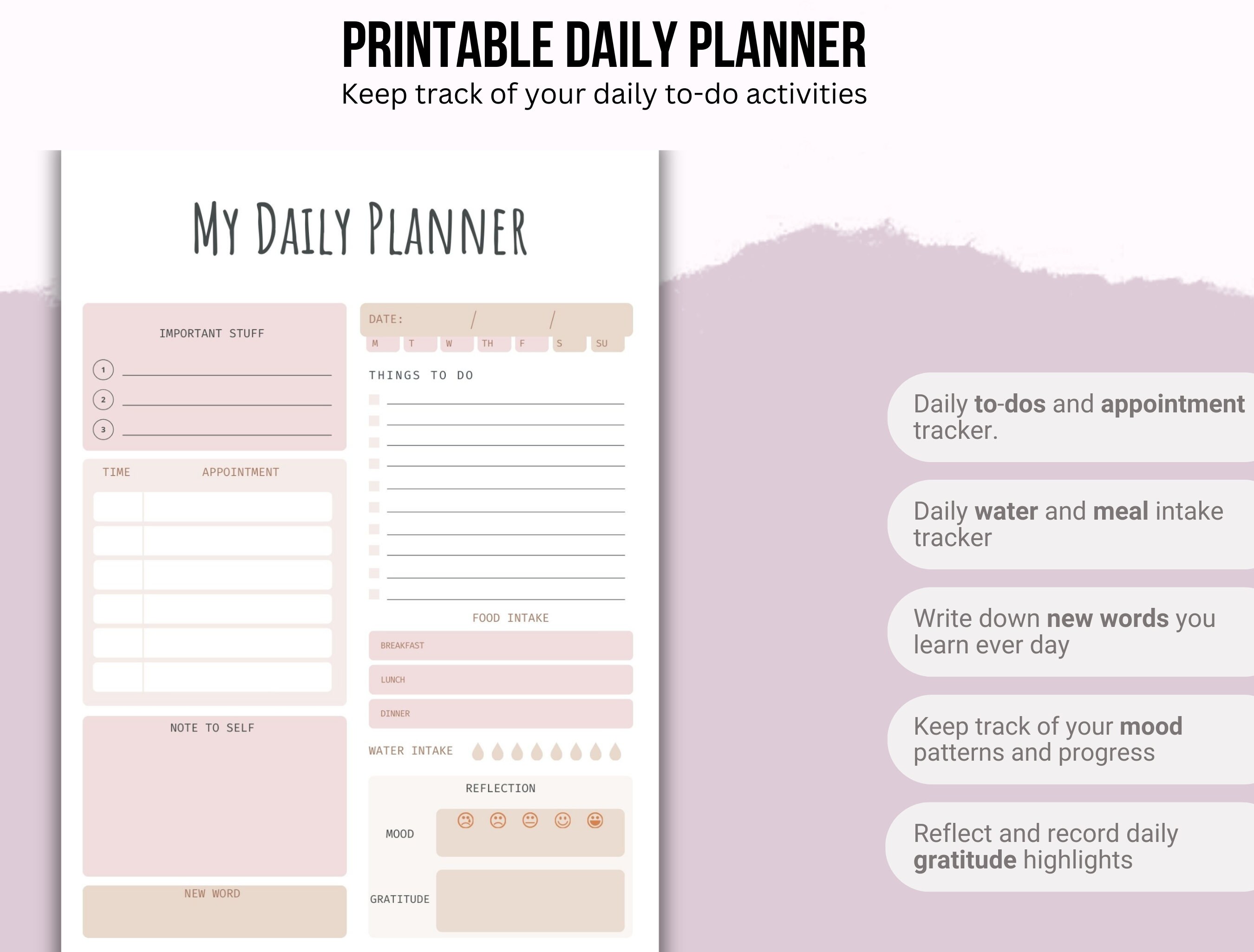 Printable Daily Planner: To-do List, Activity Journal (PDF) - Etsy