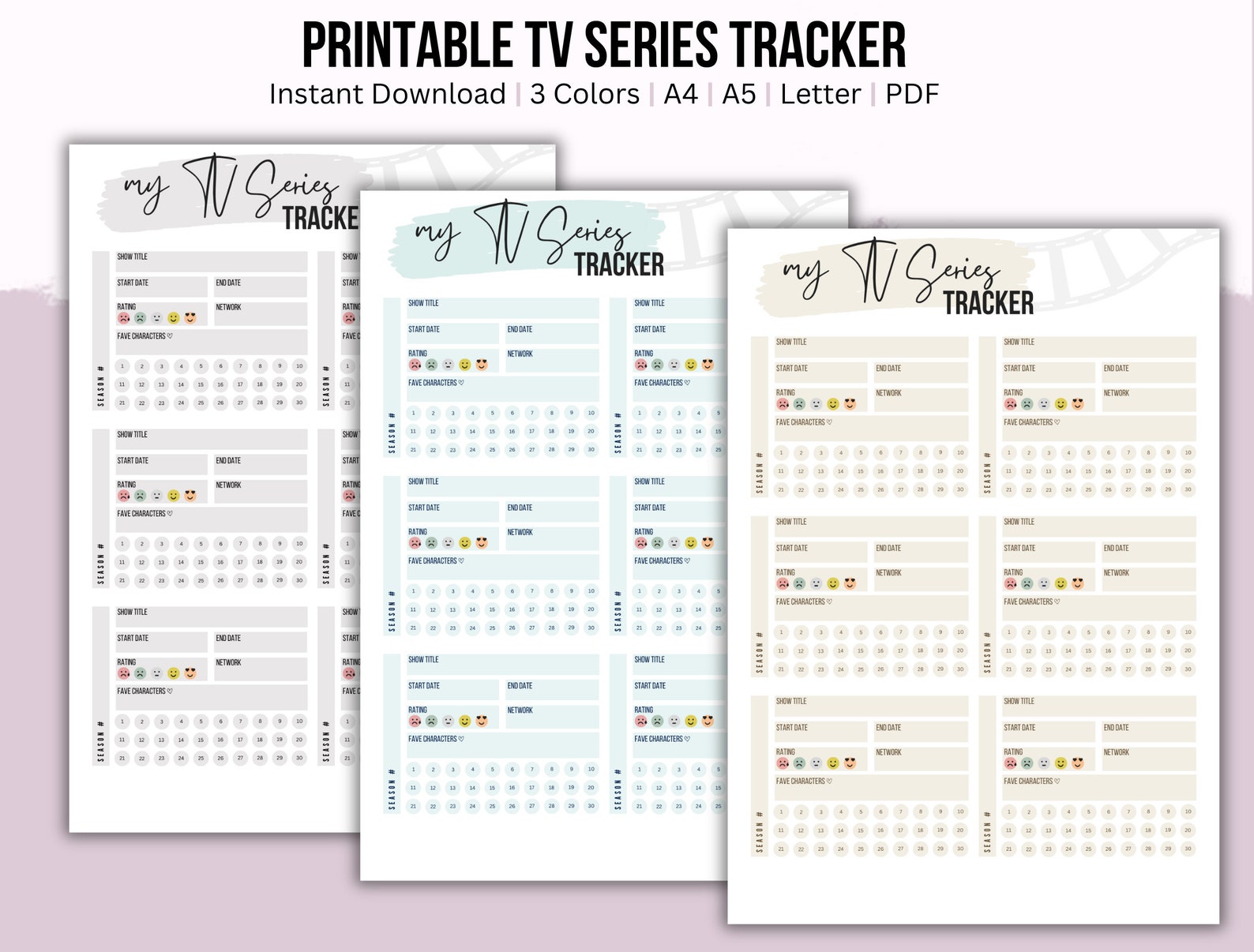 Printable TV Series Tracker | Movie Tracker | Television Tracker | TV ...