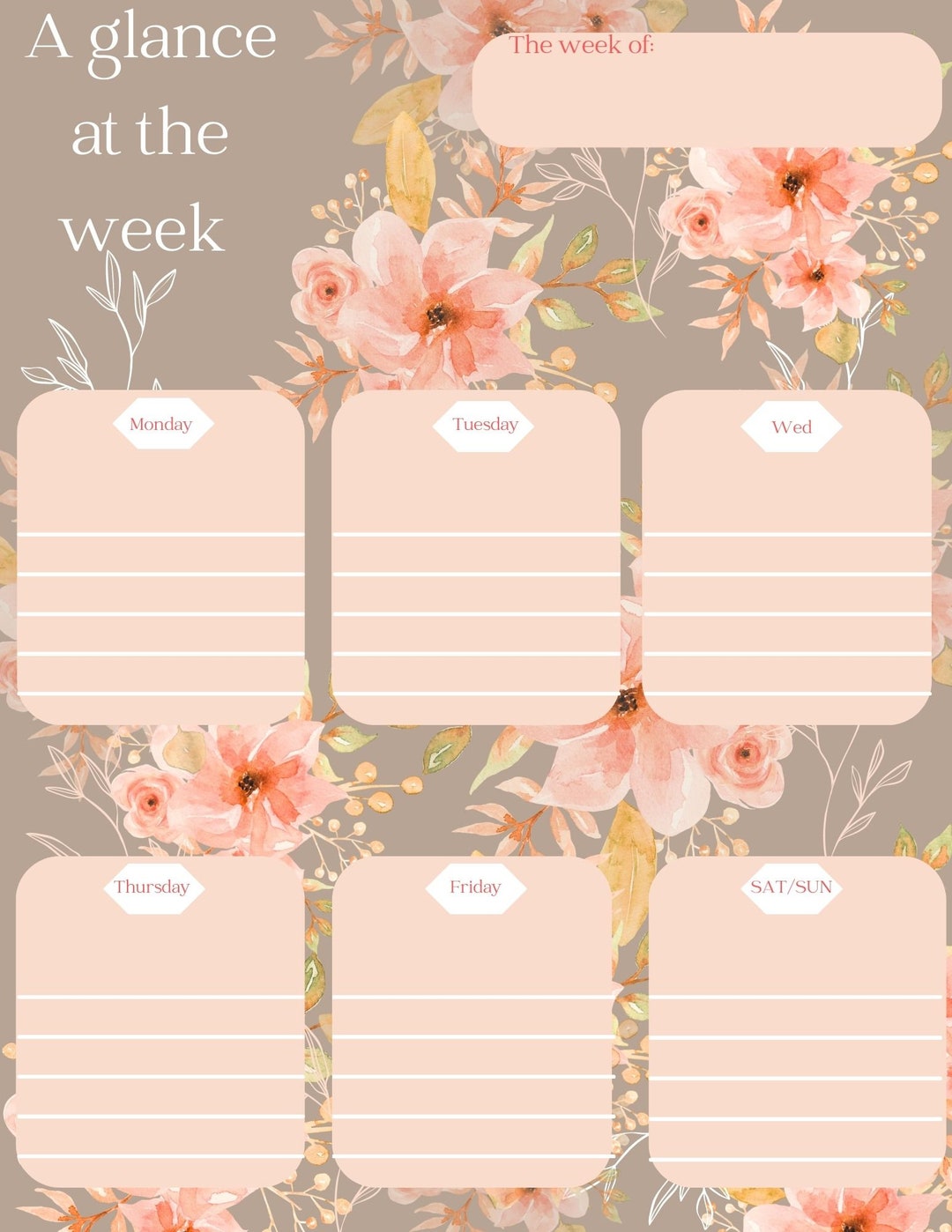 7 Day Weekly Planner - Etsy
