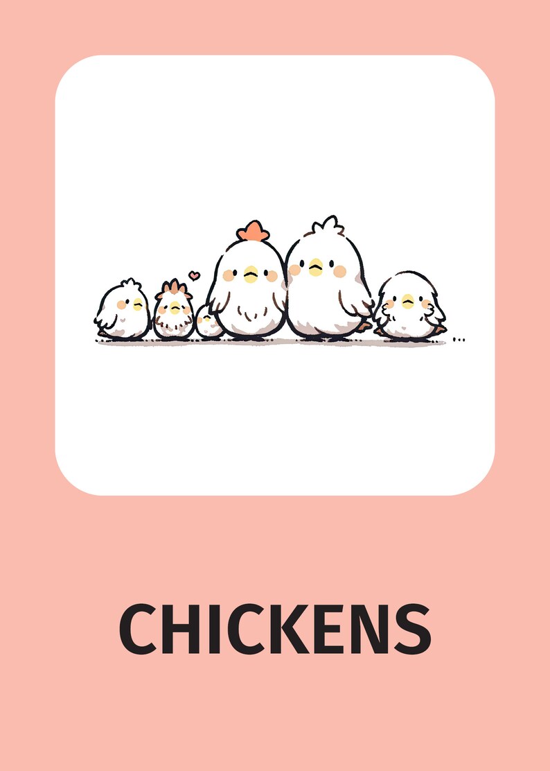 20 Cute Animal Flash Cards for Kids, Educational Printable Cards, 1 ...