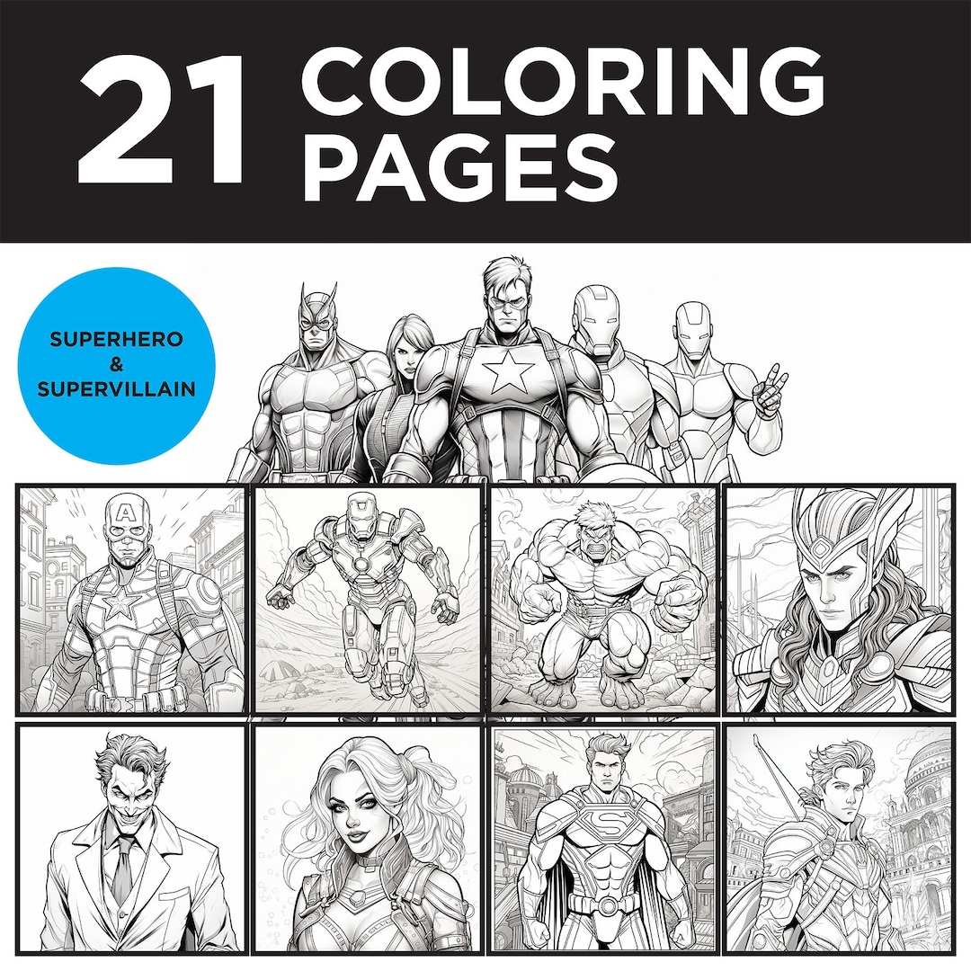Superhero Coloring Pages: 21 Print-ready Designs (digital Download) - Etsy