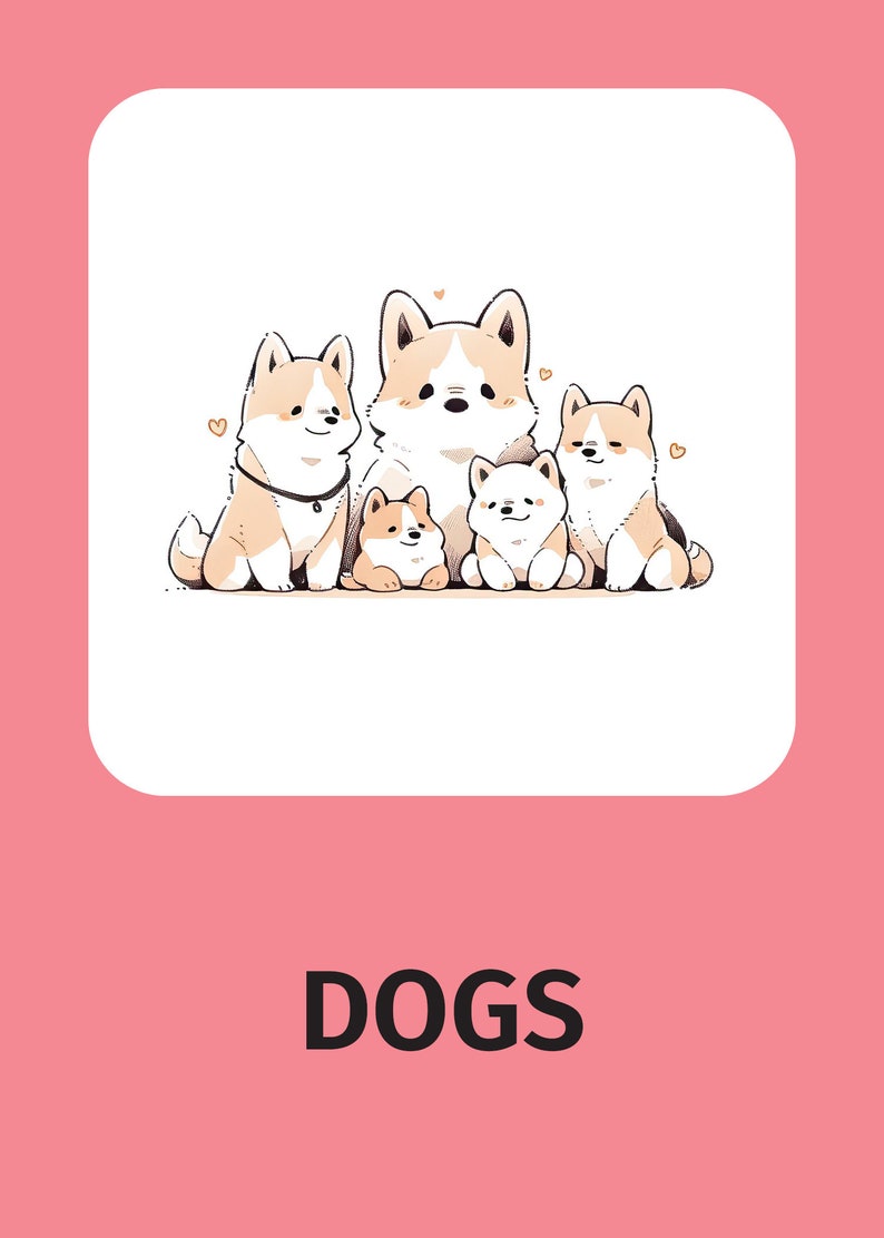 20 Cute Animal Flash Cards for Kids, Educational Printable Cards, 1 ...