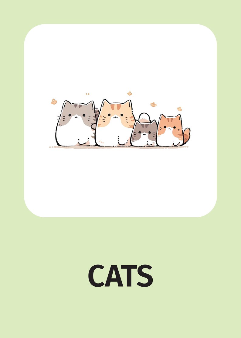 20 Cute Animal Flash Cards for Kids, Educational Printable Cards, 1 ...