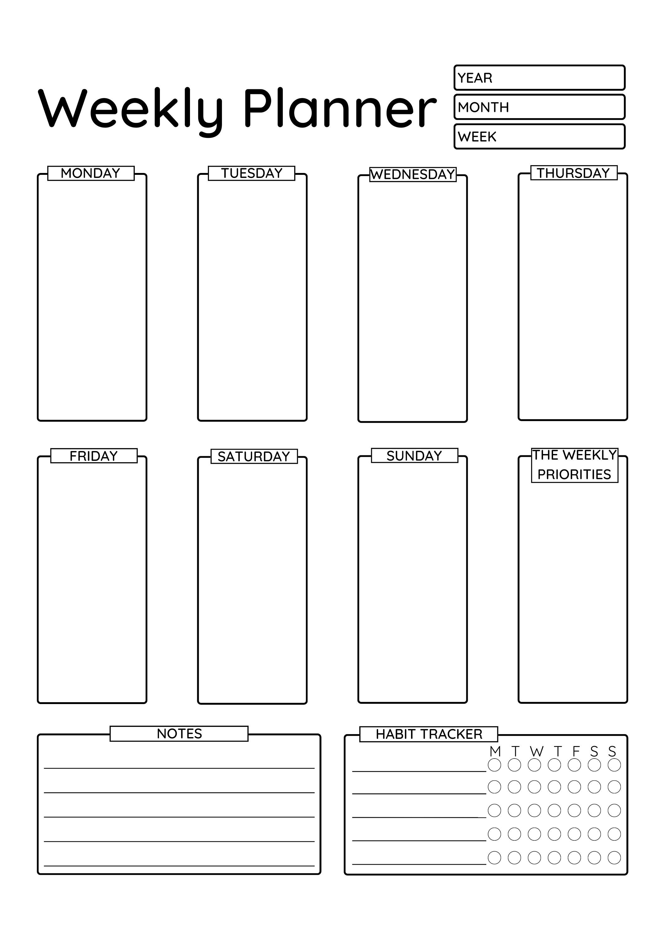 Weekly Planner Printable to Do List, Minimal Weekly Schedule, Weekly ...