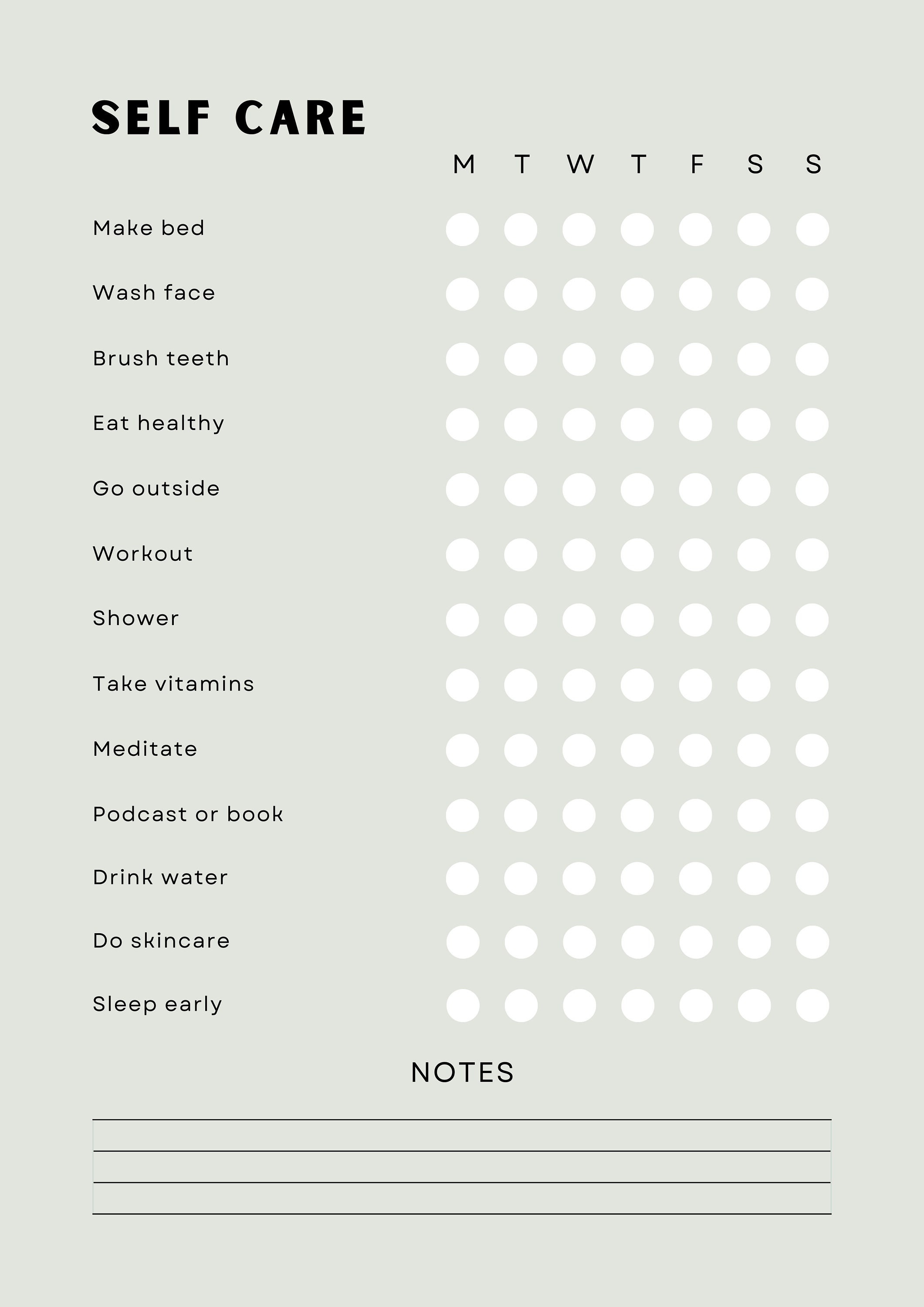 Printable Self-care Checklist, Journal Pages, Wellness Challenge ...