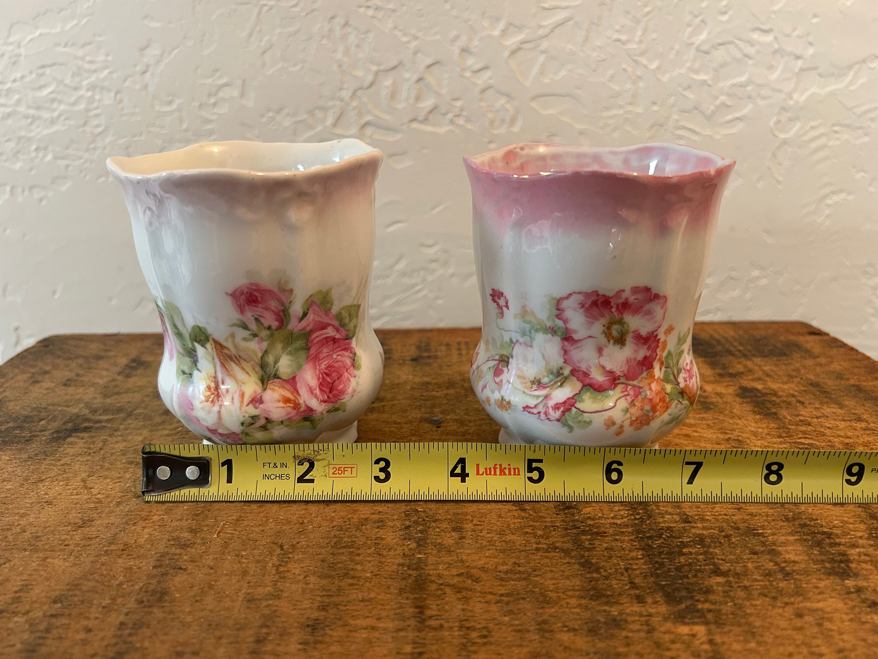 Vintage Victorian Hand Painted Roses Pair of Vases - Etsy