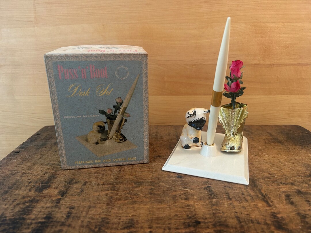 Vintage Puss N Boot Desk Set in Oringal Box Made in Japan - Etsy