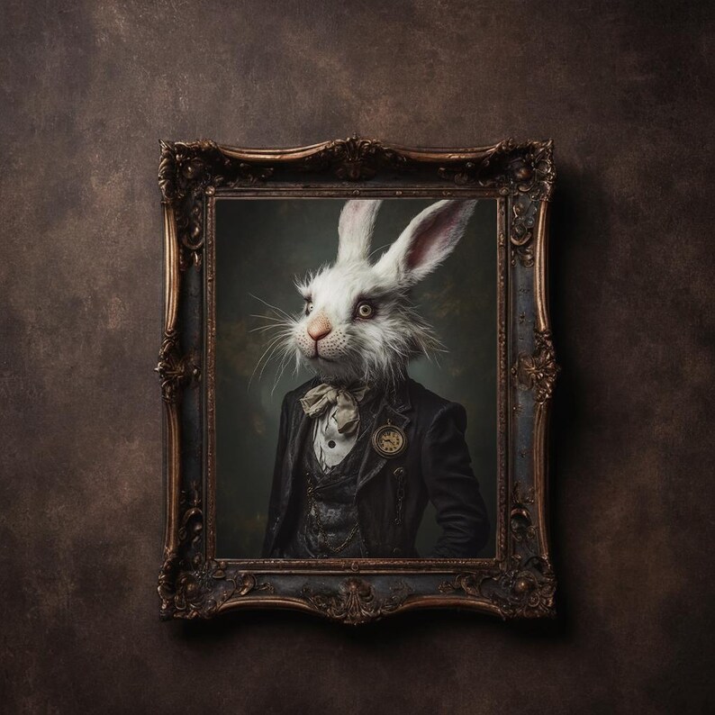 White Rabbit Poster Alice in Wonderland Poster Wall Decor, Gothic Home ...