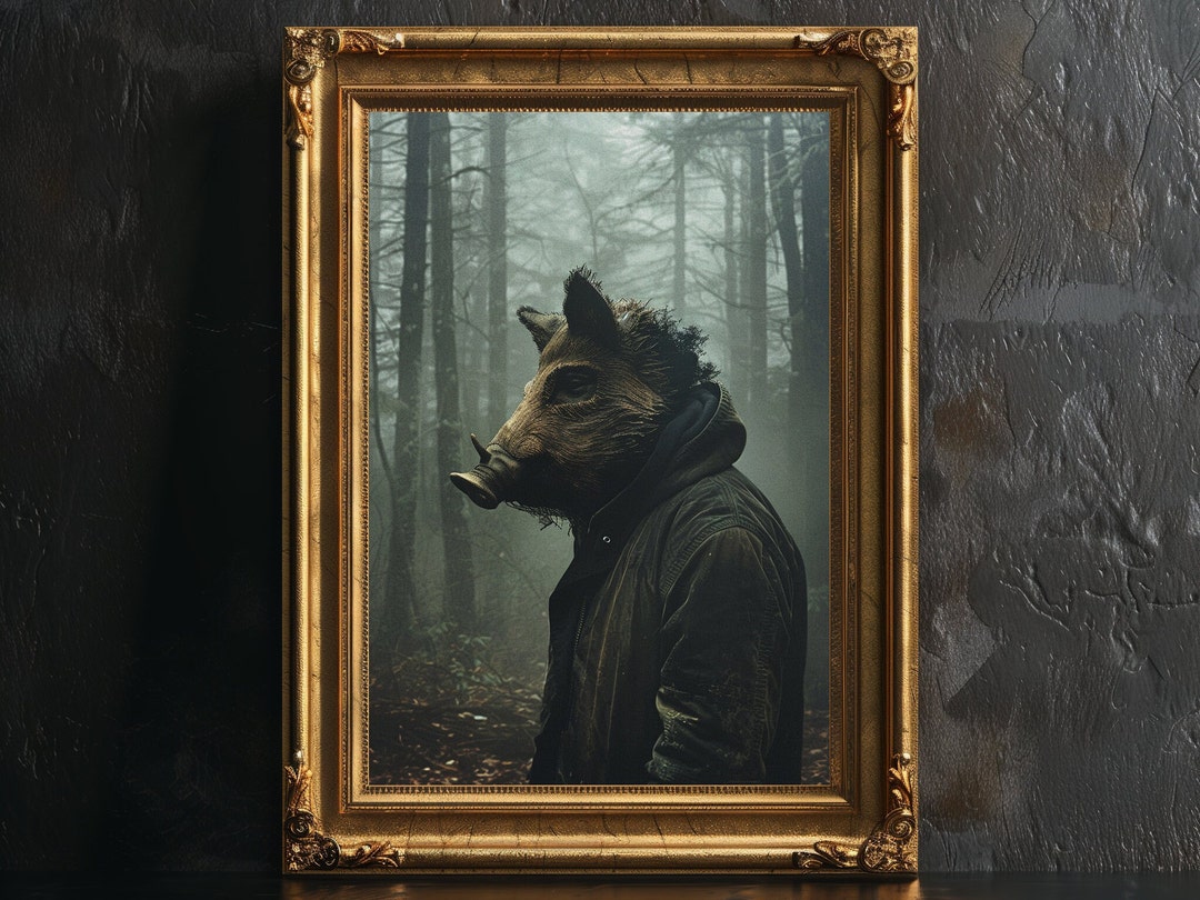 Wild Boar Poster Wall Decor, Gothic Home Decor, Wild Pig Lovers ...