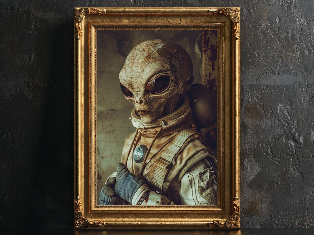 Astronaut Alien Wall Decor, Gothic Home Decor, Victorian Print, Vintage ...