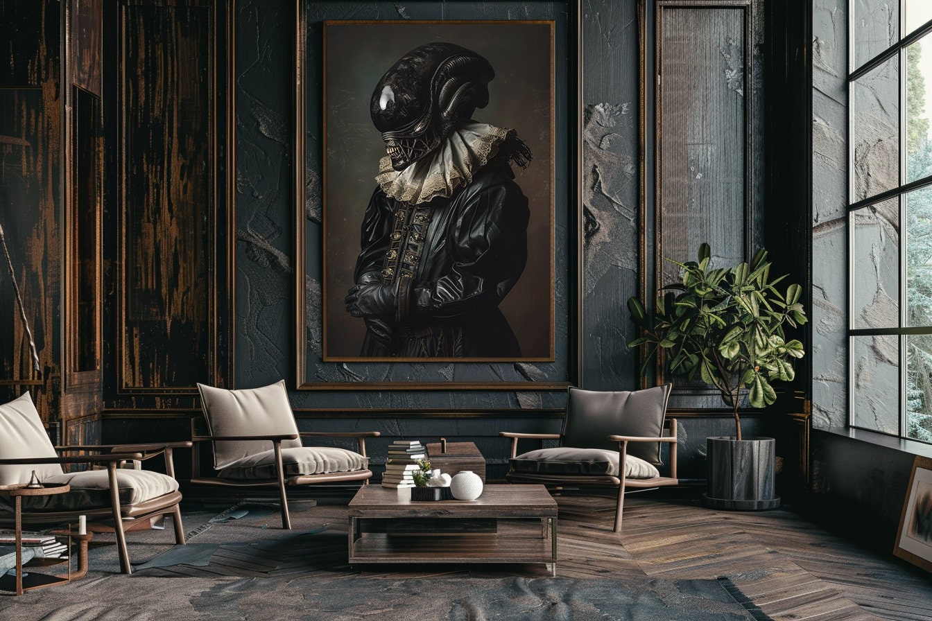 Alien Xenomorph Poster Wall Decor, Gothic Decor, Victorian Print ...
