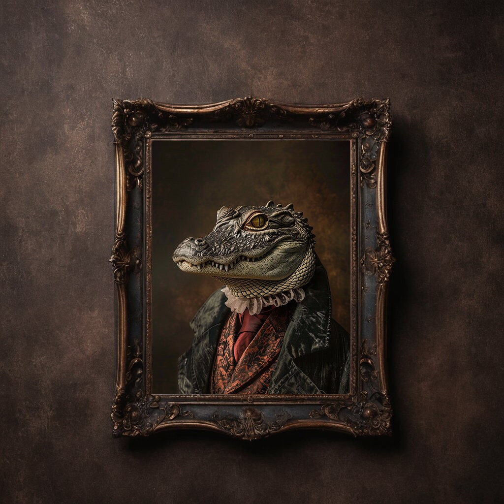 Alligator Poster Wall Decor, Gothic Home Decor, Victorian Print ...
