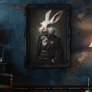 White Rabbit Poster Alice in Wonderland Poster Wall Decor, Gothic Home ...