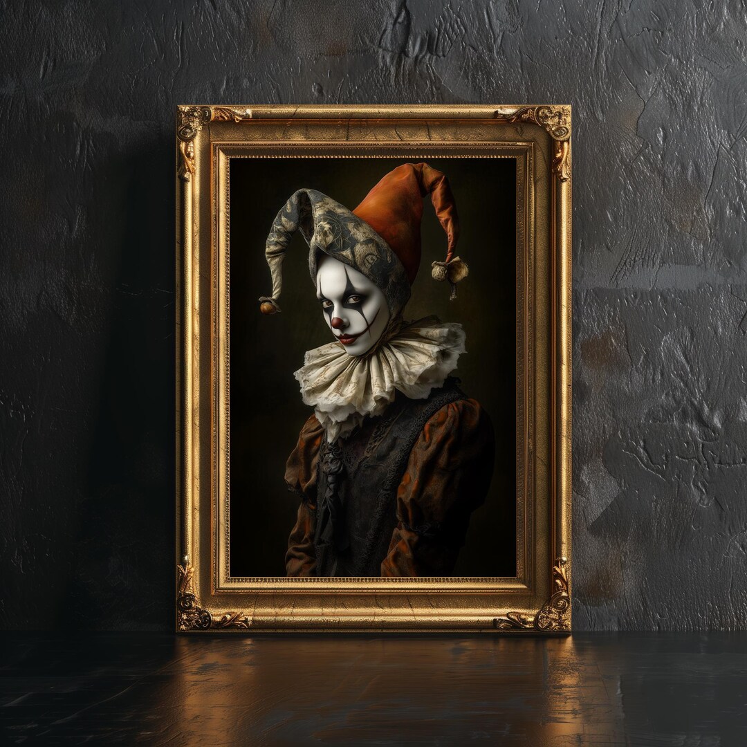 Creepy Harlequin Poster: Vintage Victorian Clown Portrait - Etsy