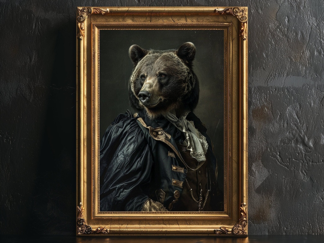 Grizzly Bear Poster Wall Decor, Gothic Home Decor, Victorian Print ...