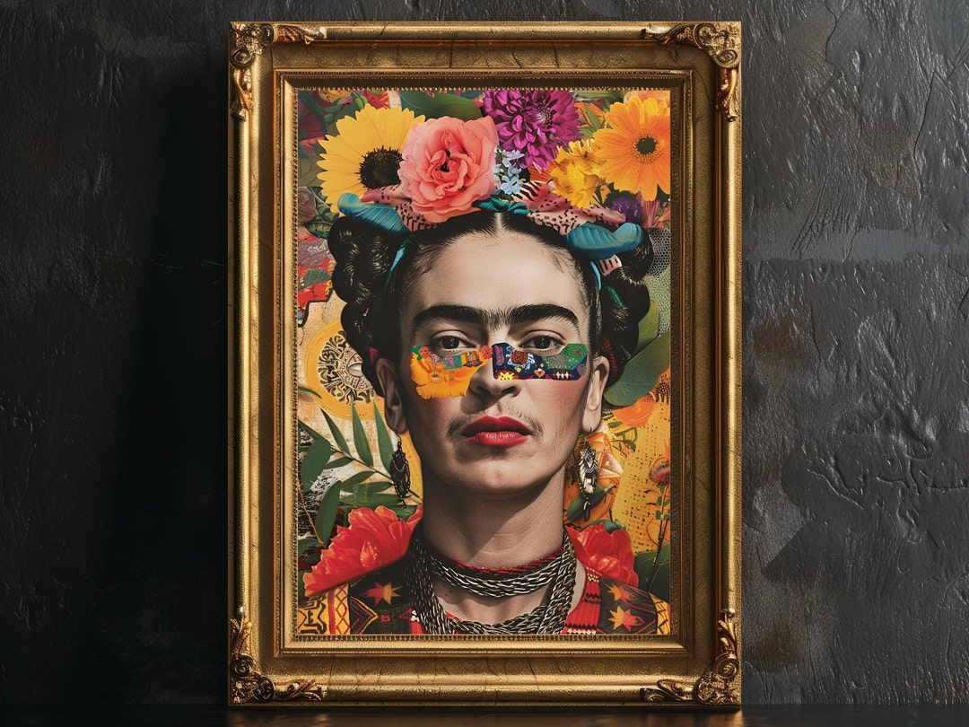 Frida Kahlo Floral Portrait Poster: Surreal Neon Art Print - Etsy