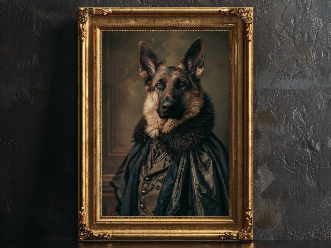 Victorian German Shepherd Portrait Poster: Anthropomorphism Art - Etsy