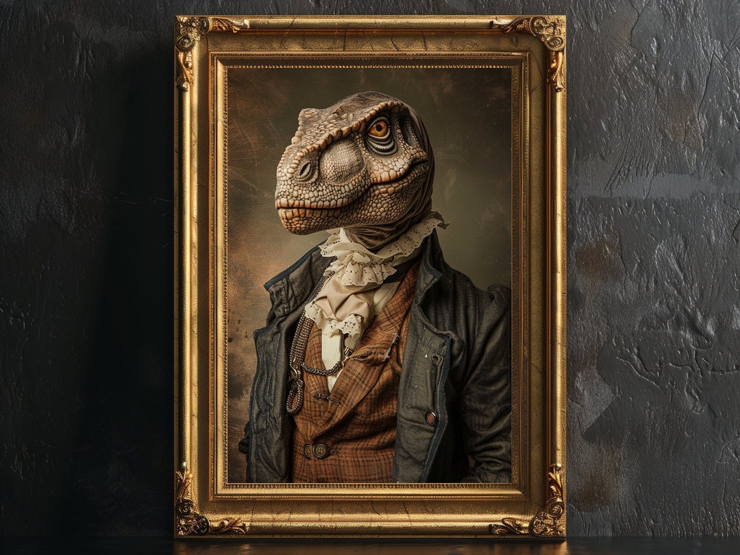 T Rex Poster Wall Decor, Gothic Home Decor, Victorian Print, Dinosaur ...