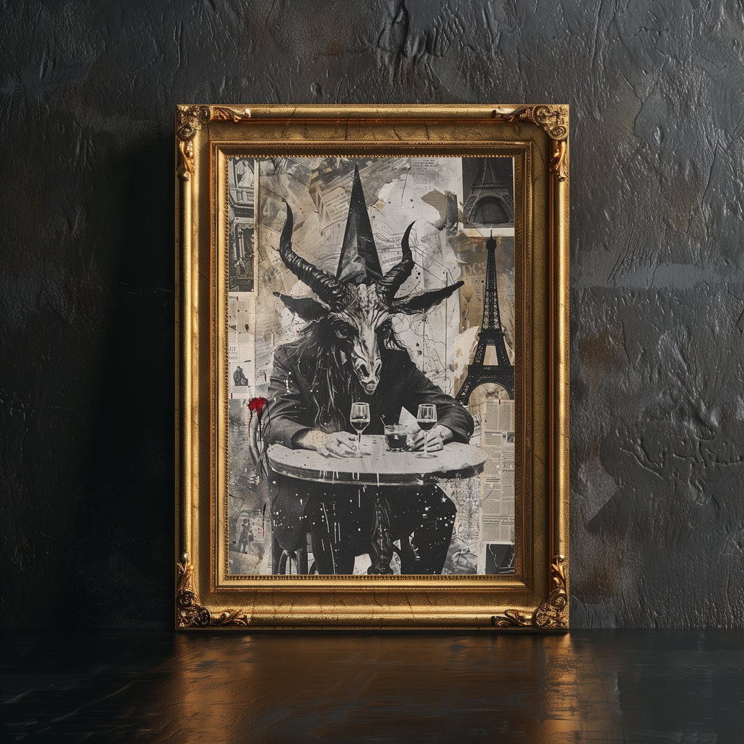 Baphomet in Paris Art Poster: Vintage Occult Dark Academia Wall Decor ...