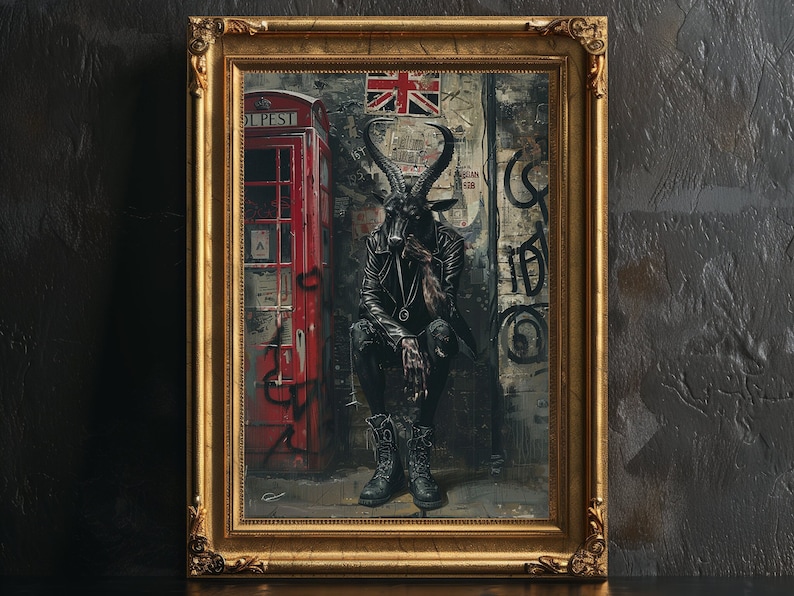Baphomet Punk Art Poster: London Graffiti, Dark Academia Decor - Etsy
