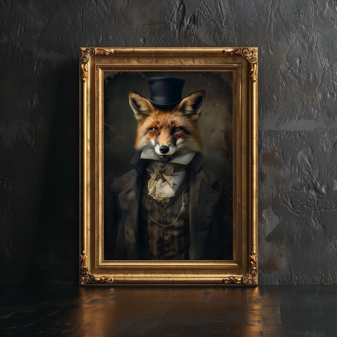 Victorian Red Fox Portrait Poster: Anthropomorphic Animal Art - Etsy