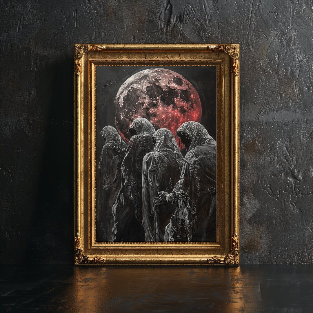 Blood-red Lunar Eclipse Poster, Terror Poster Art, Black and White ...