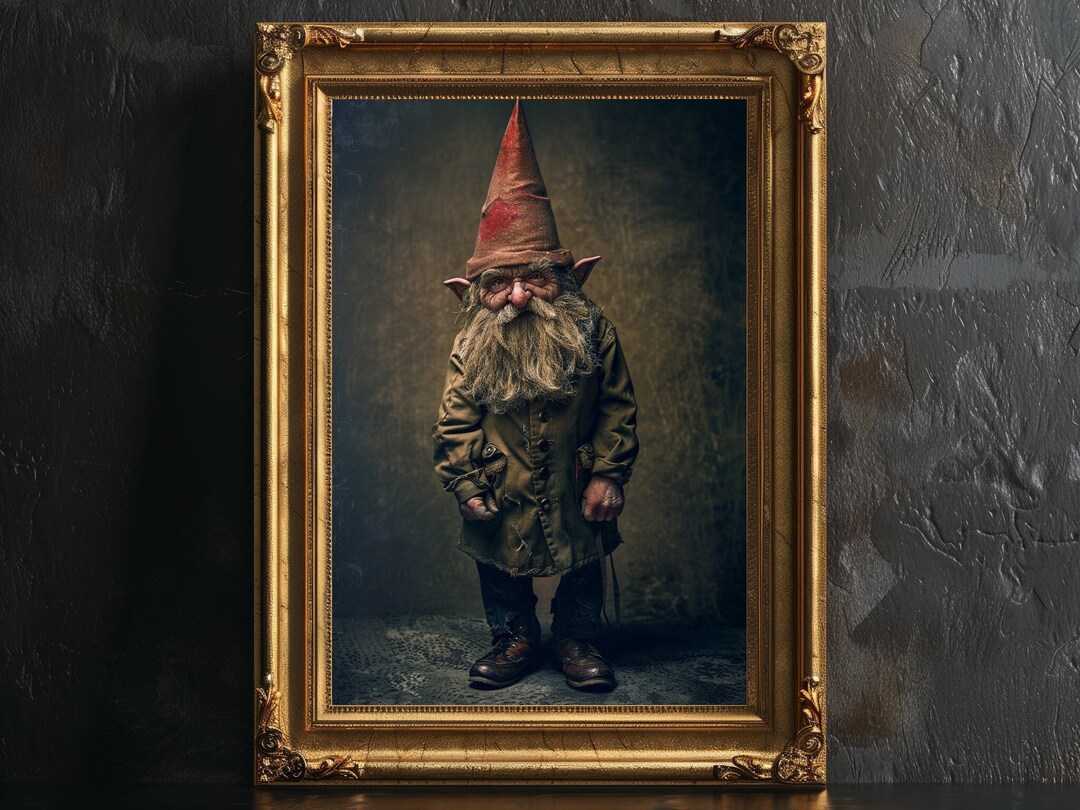Gnome Poster Wall Decor, Gothic Gnome Lovers, Victorian Print, Vintage ...