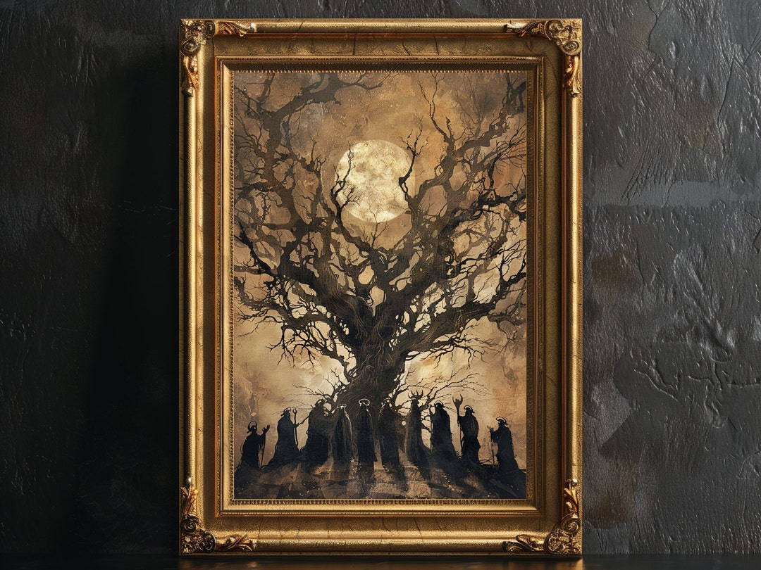 Victorian Gothic Coven Poster: Ritual Under Moonlight - Etsy