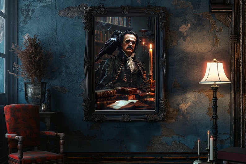Edgar Allan Poe Poster, Gothic Wall Decor, Raven Poster Print, Vintage ...