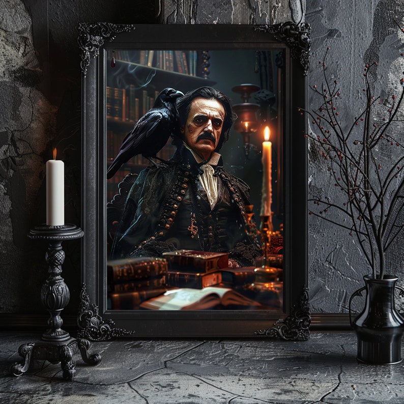 Edgar Allan Poe Poster, Gothic Wall Decor, Raven Poster Print, Tattoo ...