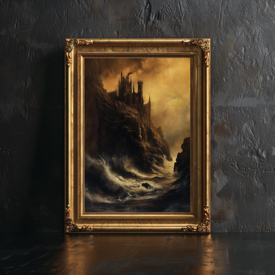 Gothic Castle Poster Wall Decor, Vintage Gothic Landscape, Medieval ...