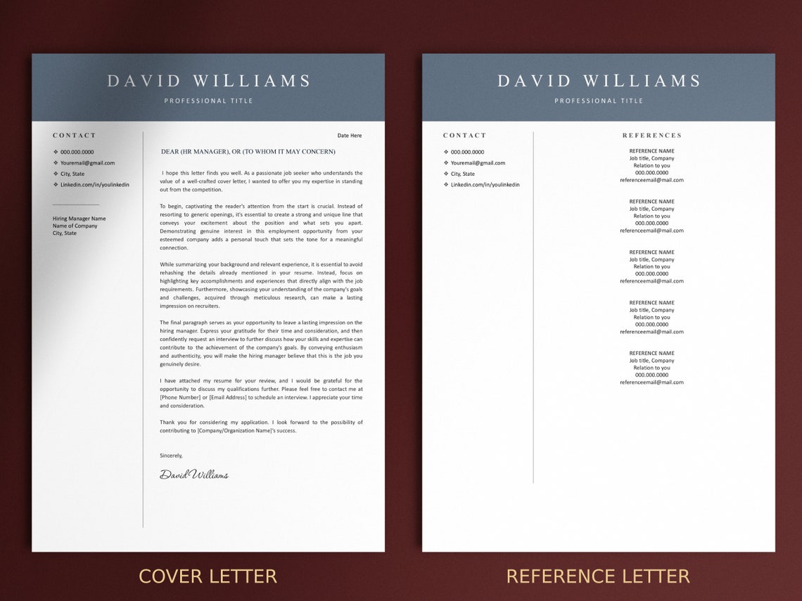 Professional Resume Template for Google Docs With Cover Letter ...