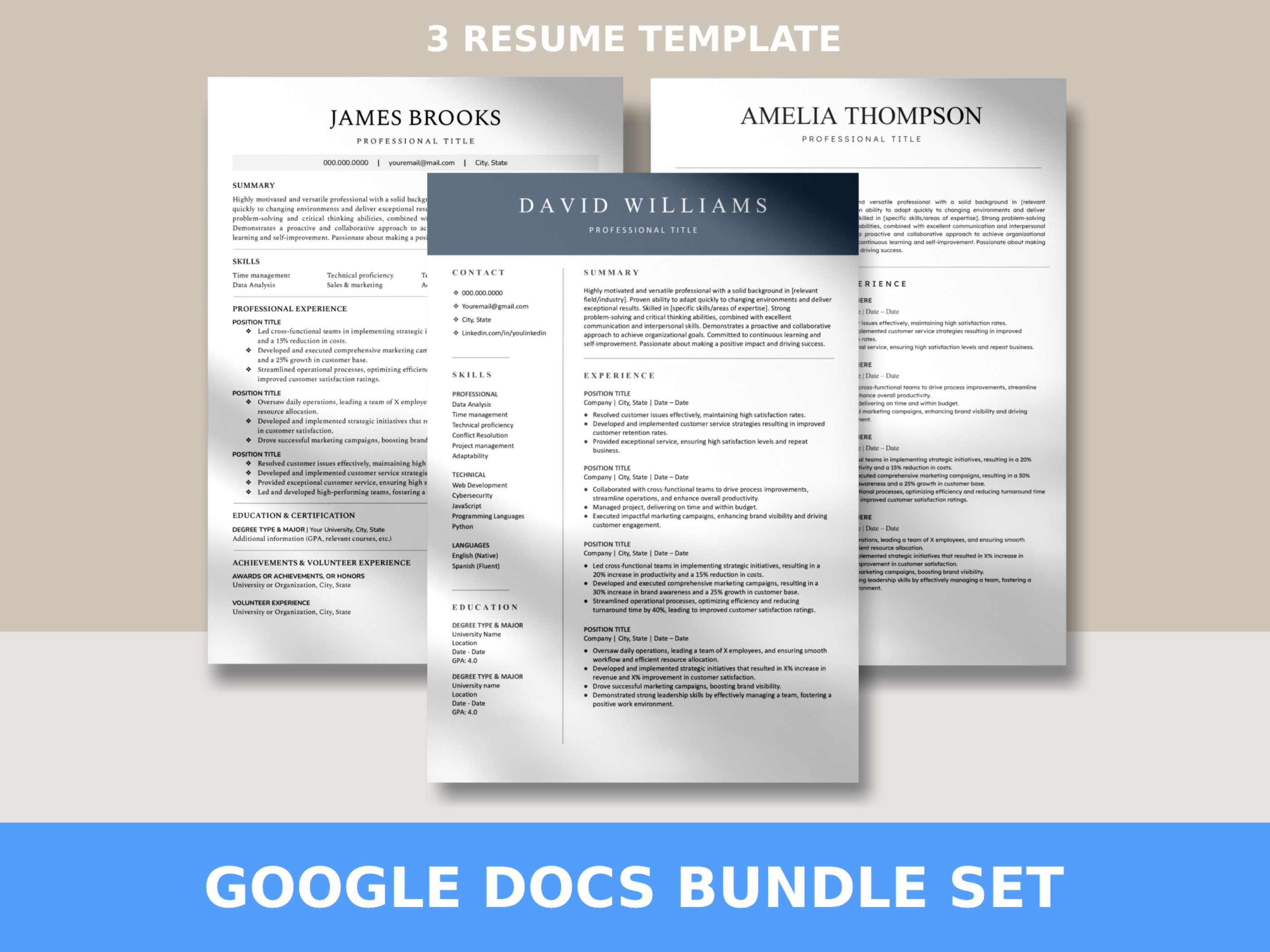 3 Google Docs Resume Template With Cover Letter & Reference Template ...