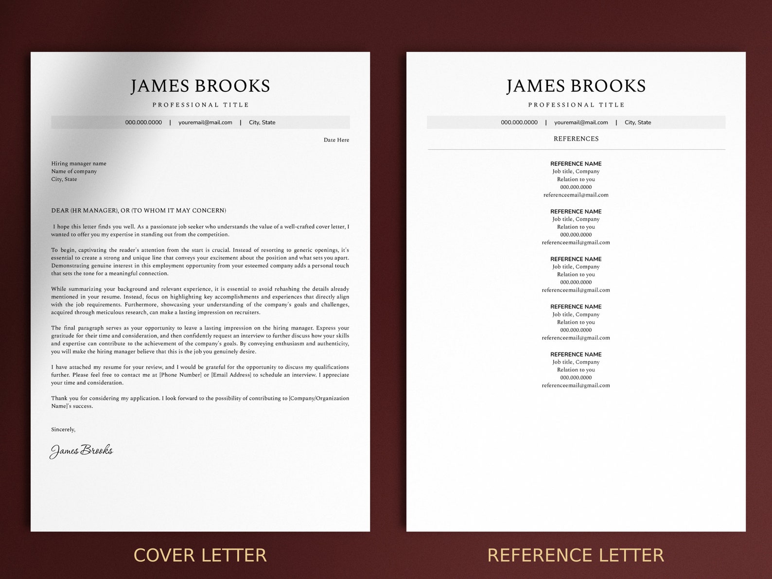 ATS Friendly Resume Template Google Docs Cover Letter, Reference ...