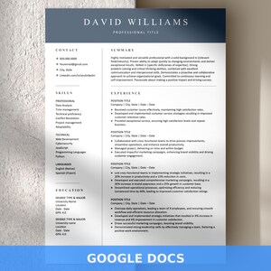 Professional Resume Template for Google Docs With Cover Letter ...