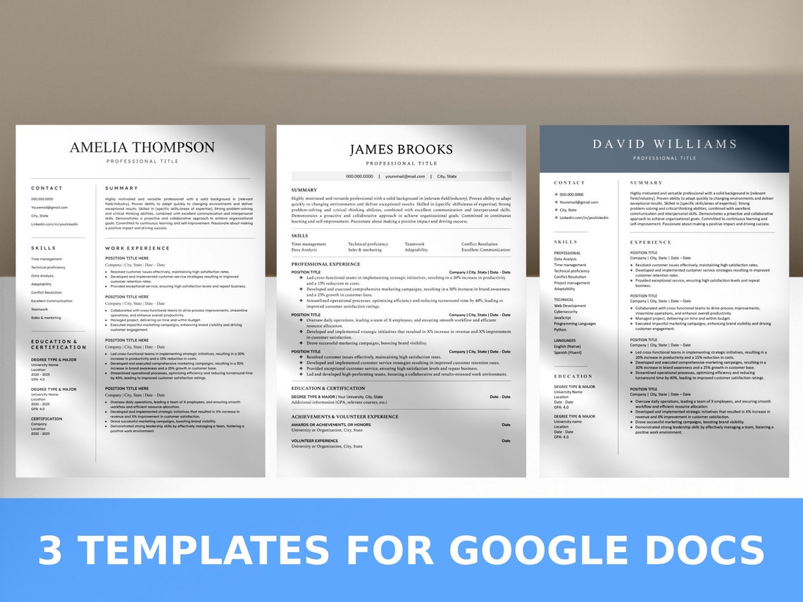 3 Google Docs Resume Template With Cover Letter & Reference Template ...