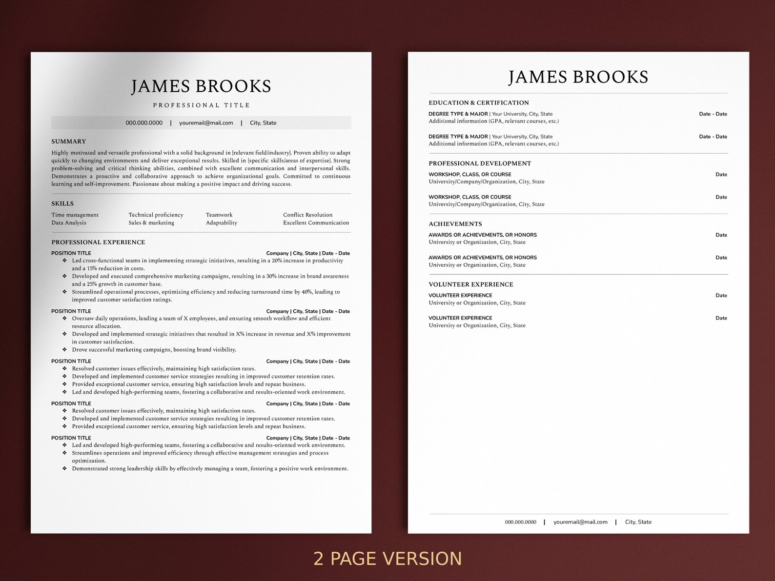 ATS Friendly Resume Template Google Docs Cover Letter, Reference ...