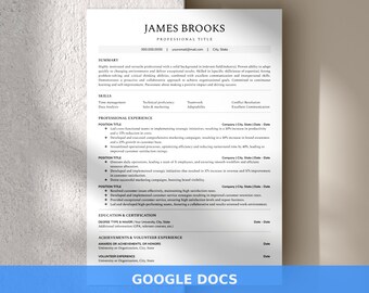 Professional Resume Template for Google Docs With Cover Letter ...